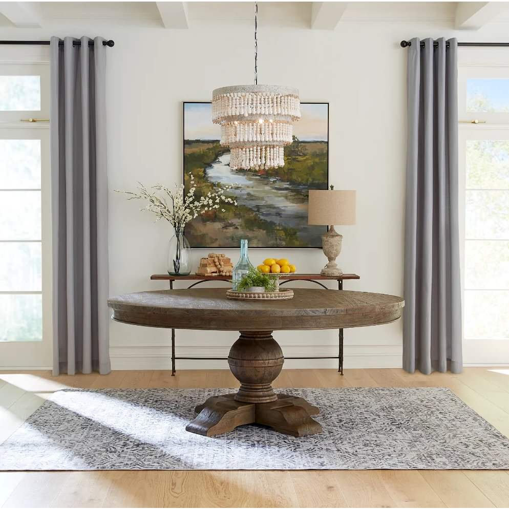 48-Inch Round Dining Table in Weathered Teak Finish, Belen Kox ...