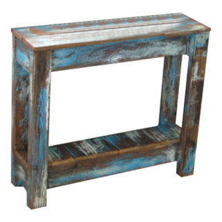 Heavily Distressed Blue Combo Side Table - Rustic - Side Tables And End ...