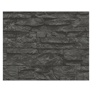 Textured Wallpaper Stone Wall, 707116, Sample - Farmhouse - Wallpaper - by Euro Home Decor | Houzz