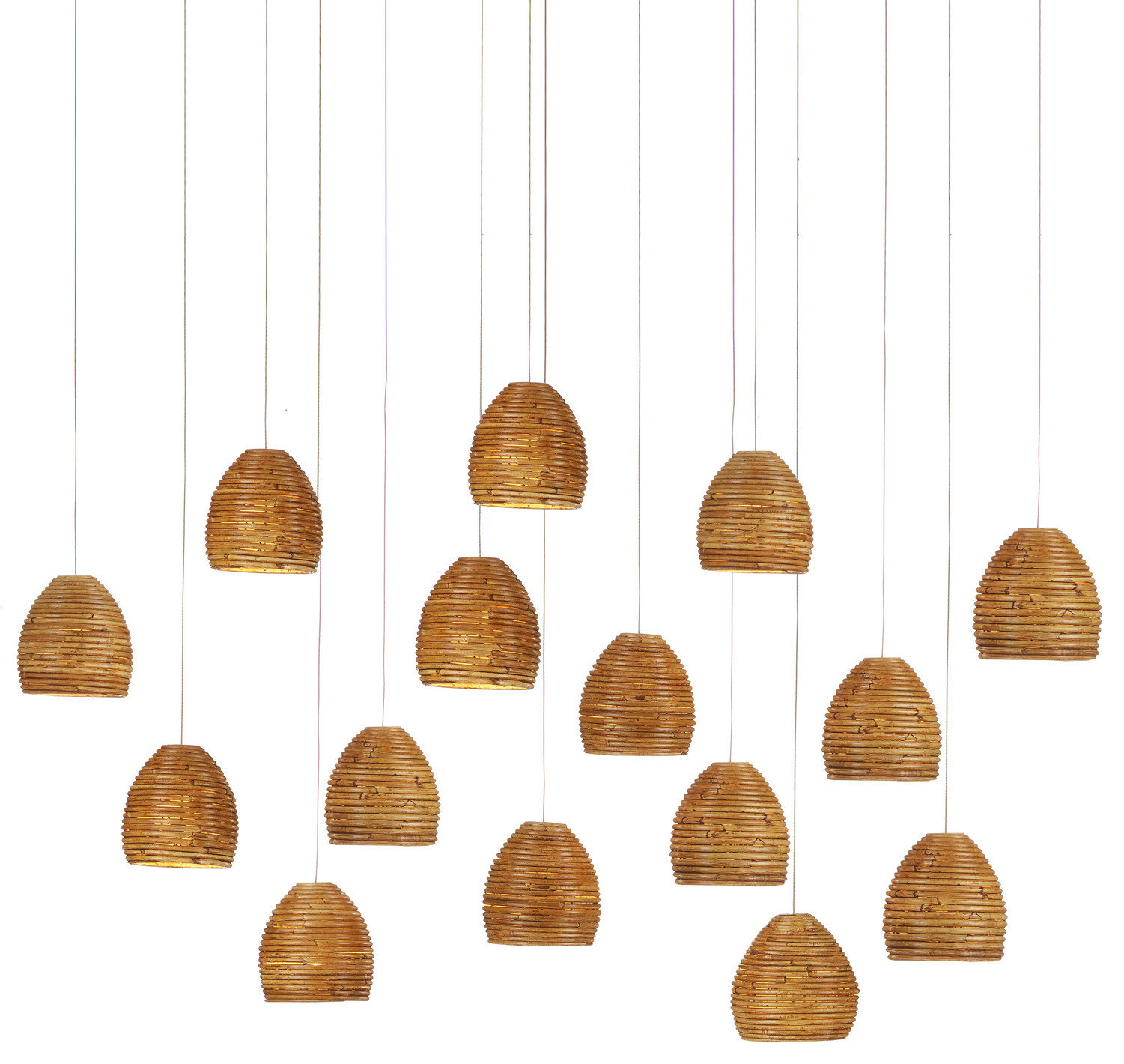 Beehive 15 Light Pendant, Natural Rattan/Silver - Tropical - Pendant ...