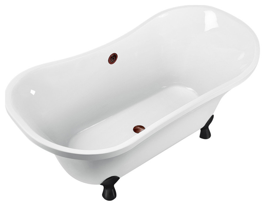 60" Streamline N920BL-ORB Clawfoot Tub and Tray With External Drain ...