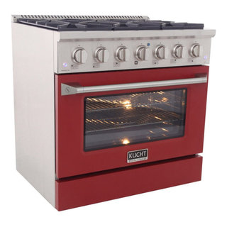 Kucht Professional 36" Modern Stainless Steel Natural Gas Range in Red ...