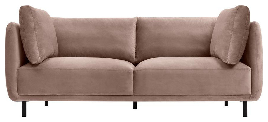 Serenity 79 Mauve Velvet Sofa with Black Metal Legs - Contemporary ...