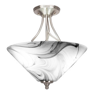 Capri 3-Light Semi-Flush Mount, Brushed Nickel/Onyx Swirl - Traditional ...