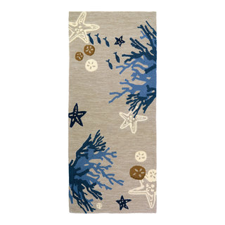 Tranquil Coral & Starfish Homefires Sea Themed Coastal Area Rug, 5x2 ...