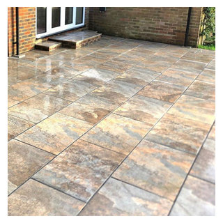 Rustic Porcelain Paving - Contemporary - Patio - Hertfordshire - by ...