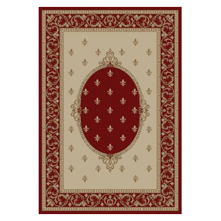 F. Lys Medallion Red, 5'3" Round, 6'7"x9'3" - Victorian - Area Rugs ...