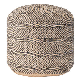 Nuloom Braided Tanya Jute Chevron Stripes Pouf, Natural - Beach Style - Floor Pillows And Poufs ...