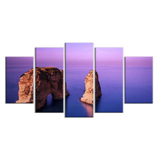 Rawsha Rock on Sunset, Multipanel Seascape Canvas Art Print, 60"x32 ...