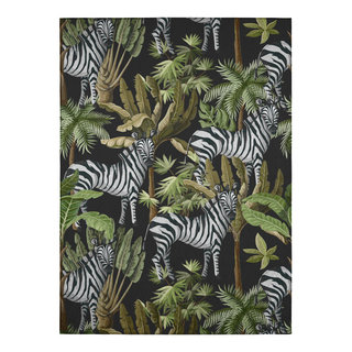 Indoor/Outdoor Tropics TC13 Black Machine Washable 10' x 14' Rug, 9' x ...