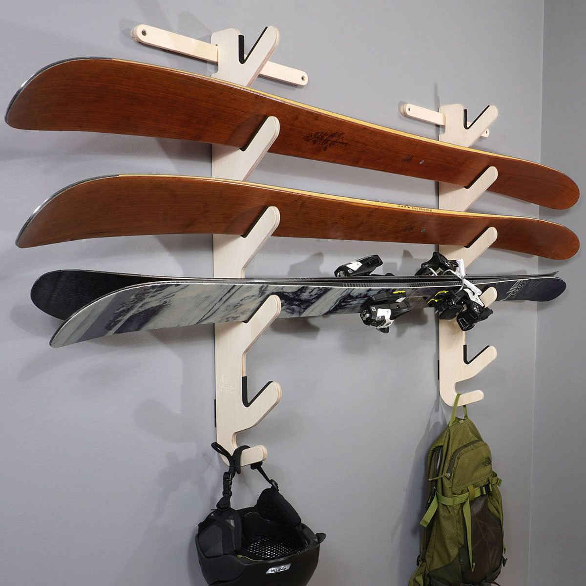Ski Rack - The Hallsteiner Series Horizontal Ski Wall Mount, Quad ...