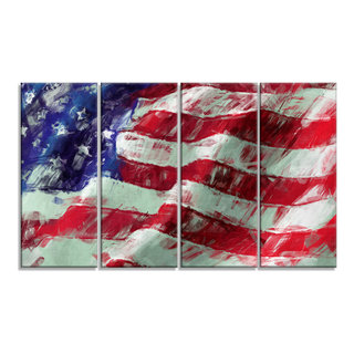 "USA Flag Abstract Art Map and Flag" Canvas Print, 48"x28" 4 Pieces ...