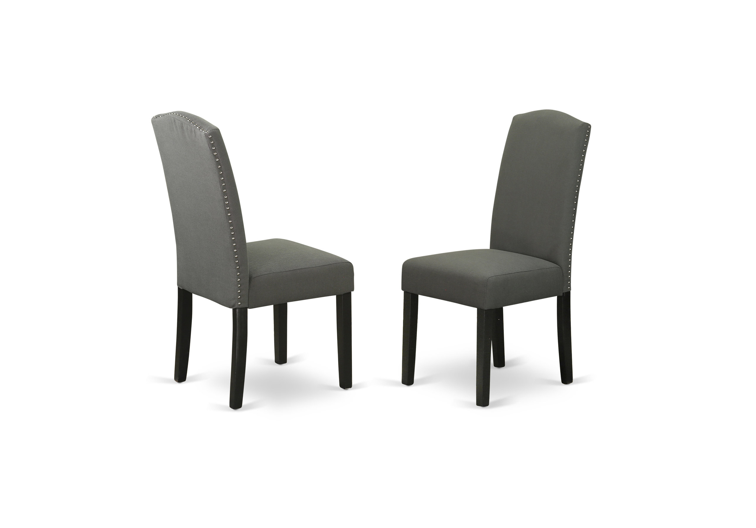 Encinal Parson Chair, Black Leg And Fabric-Dark Gotham Grey Color Set ...
