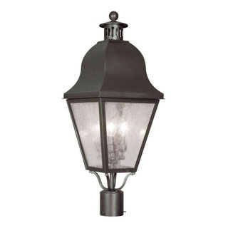 3 Light Outdoor Post Top Lantern in Farmhouse Style - 10.5 Inches wide ...
