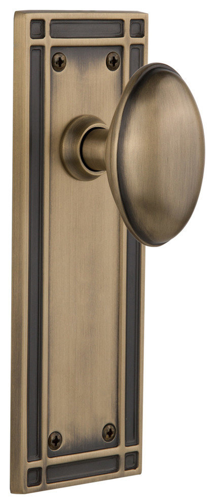 Mission Plate With Homestead Knob, Antique Brass, 2.38" Backset ...