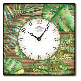 Square Tropical Leaves Wall Clock - Tropical - Wall Clocks - by Fairy ...