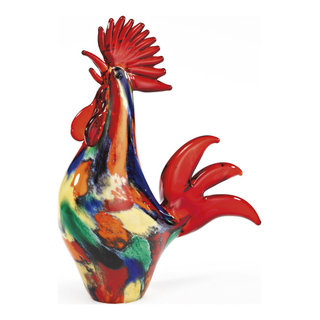 11" Red Murano Glass Rooster Figurine Tabletop Sculpture - Farmhouse ...