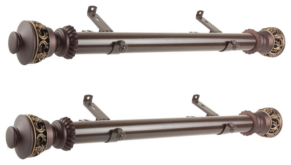 Lattice 1.5" dia. Side Curtain Rod 12-20" long, Set of 2 - Modern ...