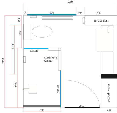 Bathroom service duct - cover ideas needed!