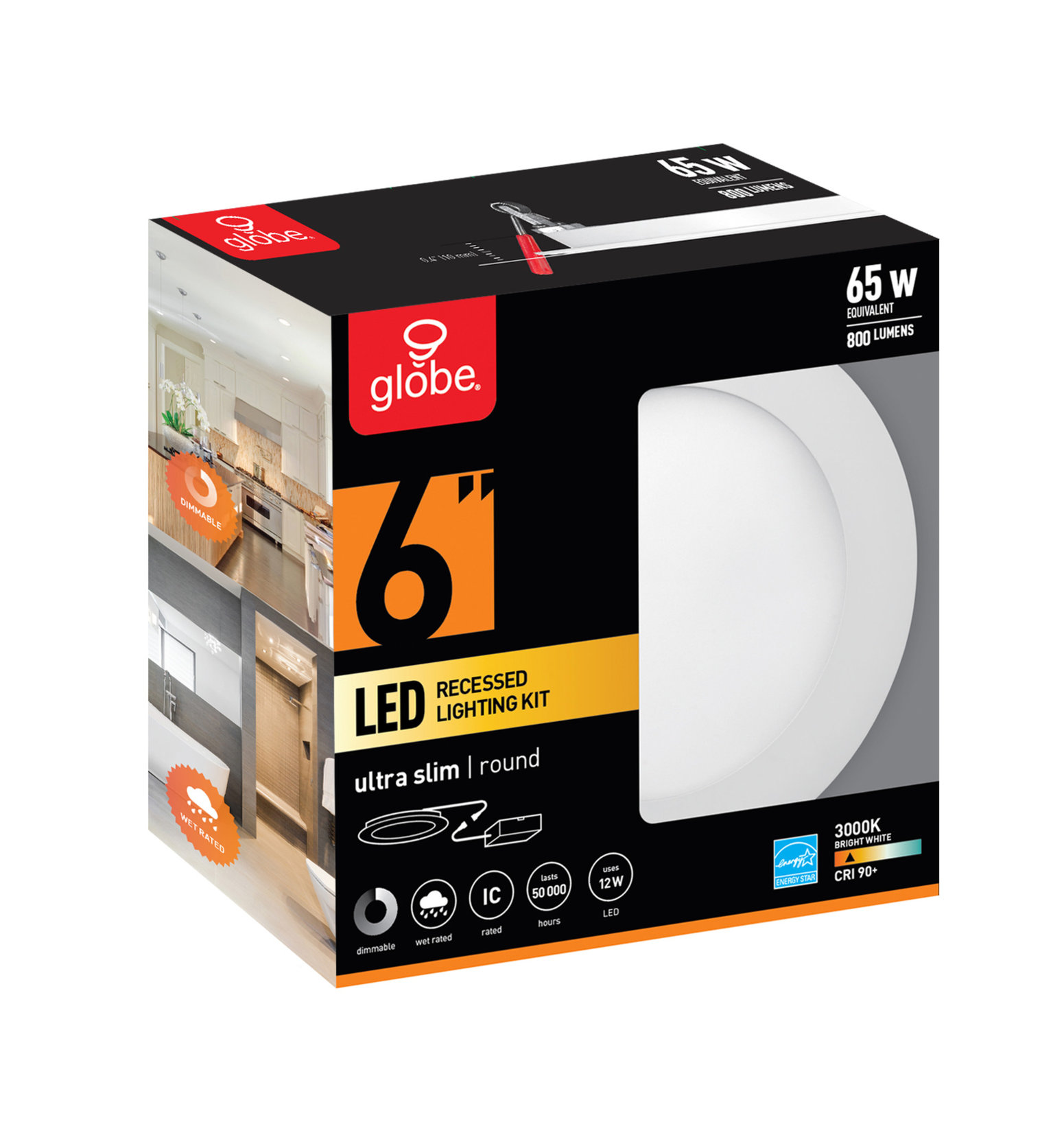 6" White Integrated LED Ultra Slim Recessed Lighting Kit - Recessed ...
