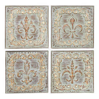 Square Metal Wall Decor with Filigree Design, Assortment of 4, Bronze ...