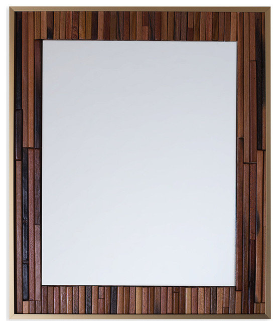 Exotic Wood Classic Mosaic Mirror, 20" X 24" - Transitional - Wall ...
