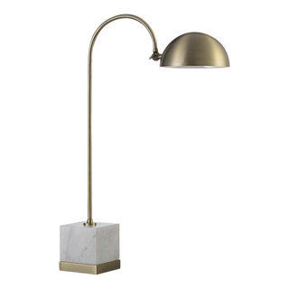 Volos 1 Light Table Lamp, Antique Brass and White - Transitional ...
