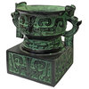 Chinese Green Black Vessel Ancient Ding Container Jar Display Hws1473 ...