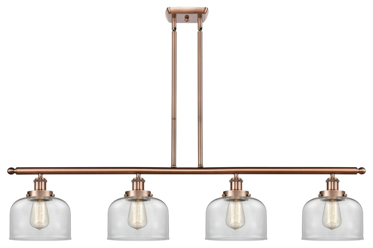 Ballston Large Bell 3 Light Island Light in Antique Copper - Industrial ...