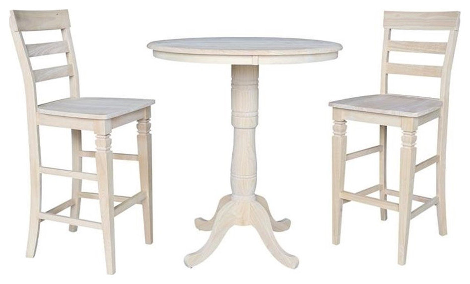 36" Round Pedestal Bar Height Table with 2 Bar Height Stools ...