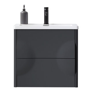 Colmar 24" Dark Gray Wall Mount Modern Bathroom Vanity - Modern ...