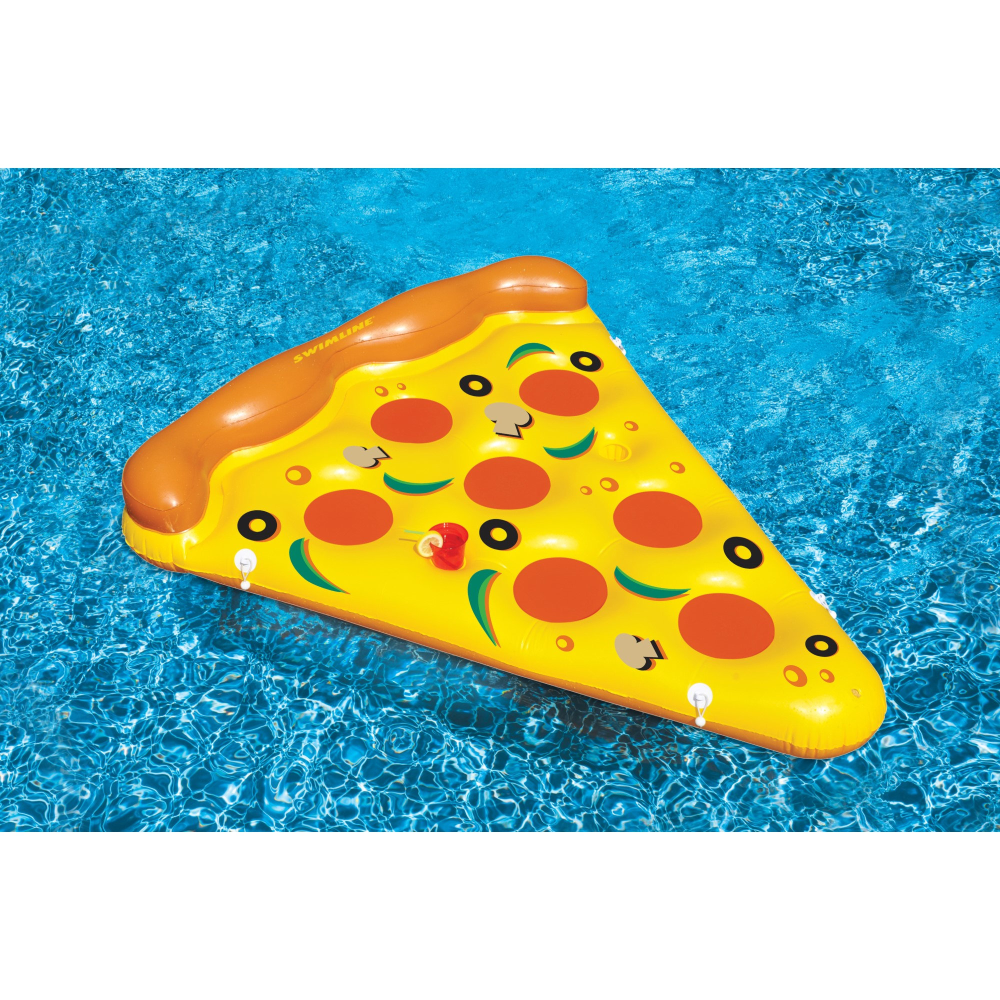 72" Inflatable Yellow and Orange Pizza Slice Swimming Pool Float Raft ...