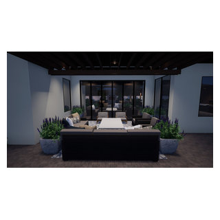 Transitional Outdoor Living with Fireplace, Fire Pit, Outdoor Kitchen ...