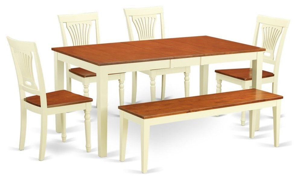 6-Piece Dinette Table Set, Dinette Table and 4 Kitchen Chairs Coupled ...
