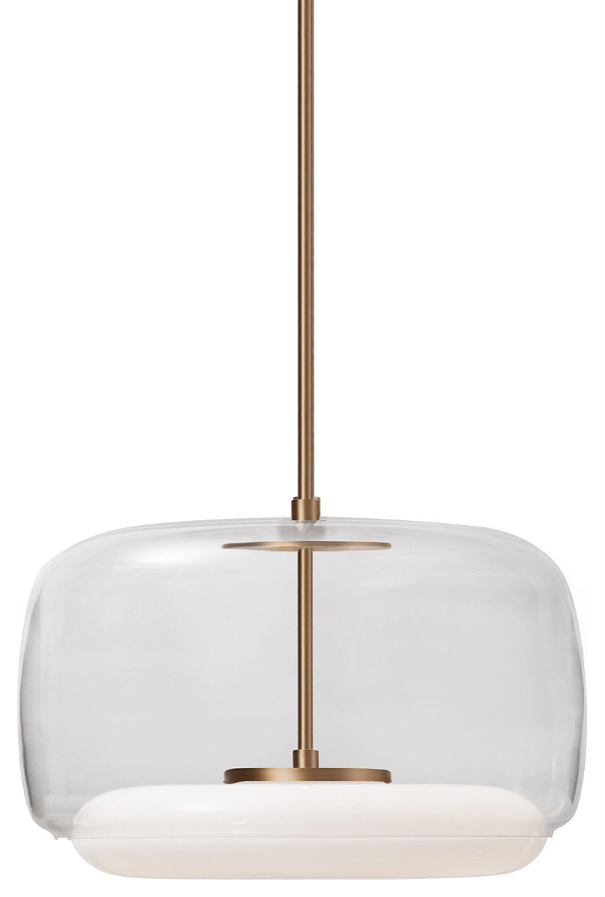 Enkel Pendant Light, Clear/Vintage Brass, 15x10 - Transitional ...