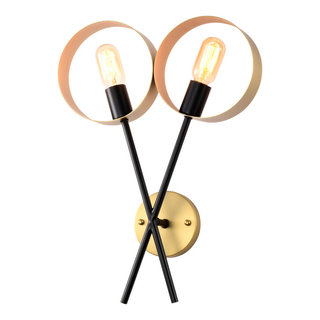 WD026/2C Shahar 14" 2-Light Indoor Matte Black Finish Wall Sconce ...