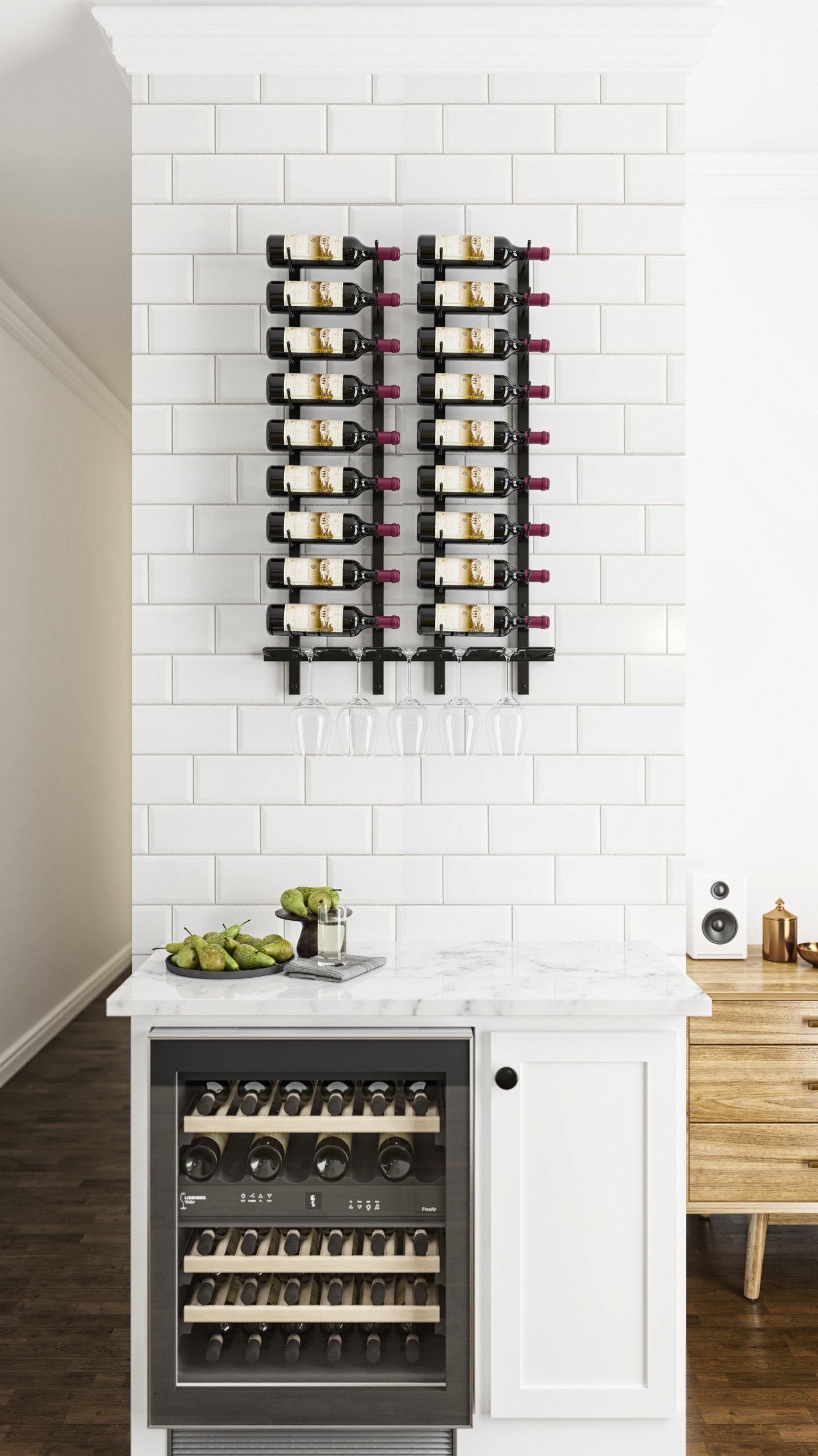 W Series Stemware Rack (modern wall mounted wine glass storage), 2 Wine ...