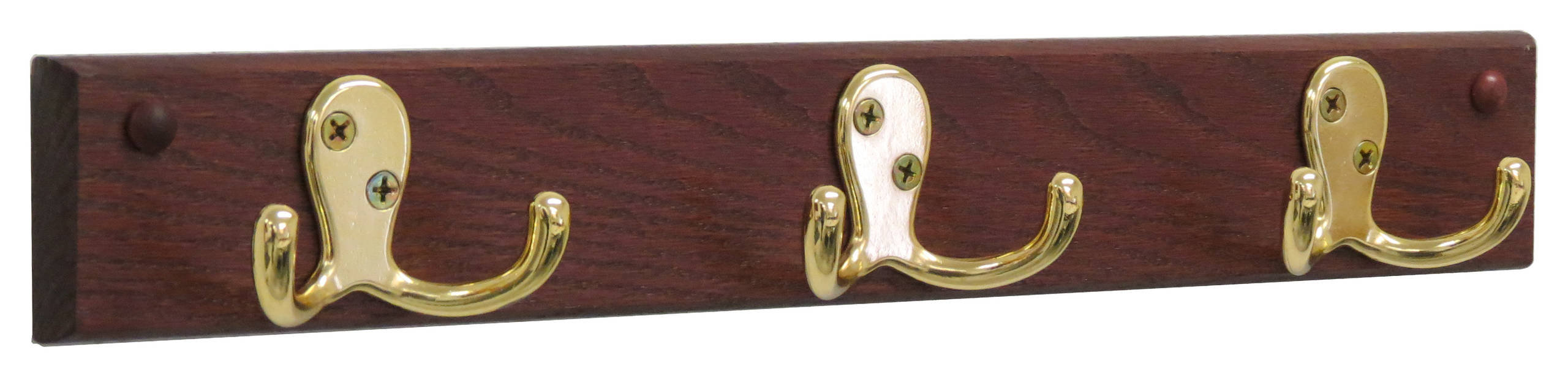 2 Double Prong Hook Rail/Coat Rack, Brass Hooks, Black - Traditional ...