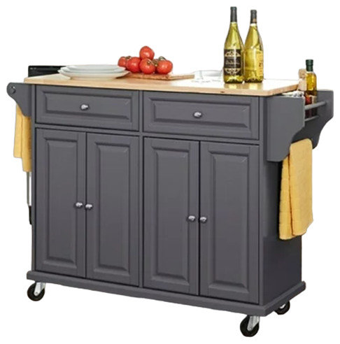 Versatile Rolling Kitchen Island, Butcher Block with Storage and Spice ...