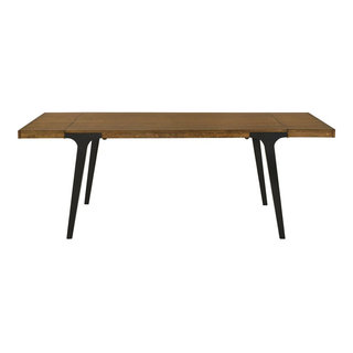 Rectangular Dining Table With Extension Leaves, Walnut and Black ...