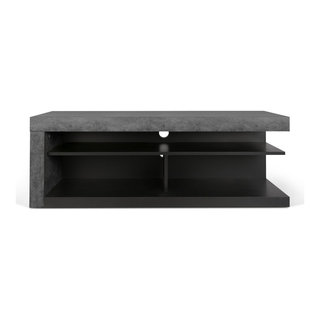 Modern Low Tv Table Console, Gray and Black - Industrial ...