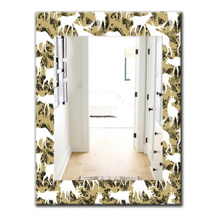 Designart Wild Animals Pattern Farmhouse Frameless Vanity Mirror, 28x40 ...