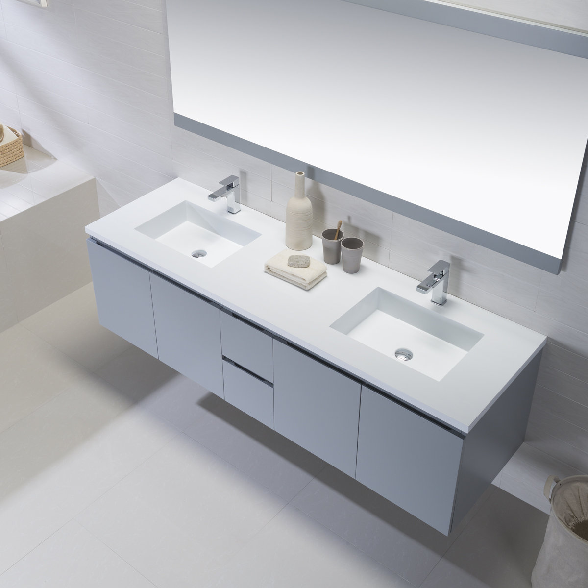 Vanity Adams 72 With Solid Surface Top - Contemporary - Bathroom ...