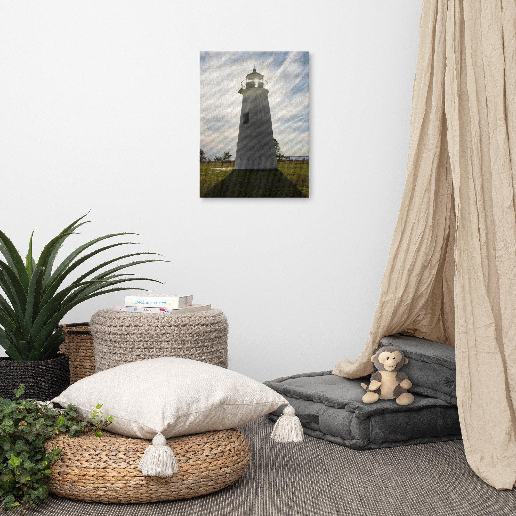 Turkey Point Lighthouse with Sun Flare Coastal Canvas Prints, 18" X 24 ...