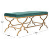 Glam Emerald Velvet Bench with Gold Geometric Base and Cushioned Seat ...