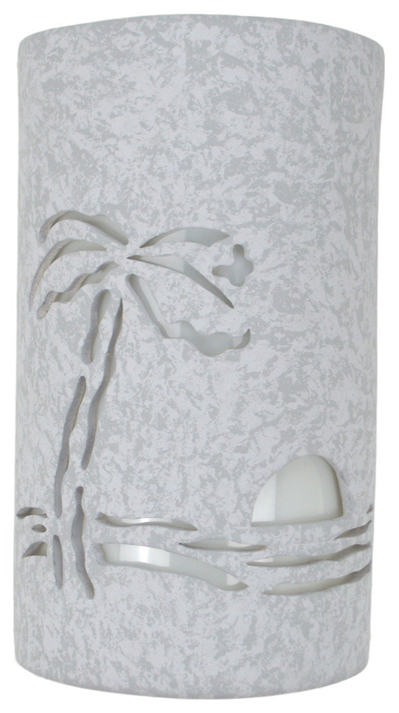 Half Round Wall Sconce Open Top Paradise Palm, Gray Tone 14", Indoor ...