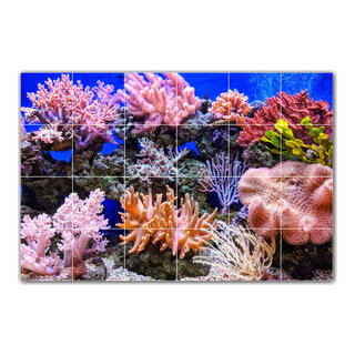 Coral Ceramic Tile Wall Mural HZ500427, 72" Wide x 48" High - Beach ...
