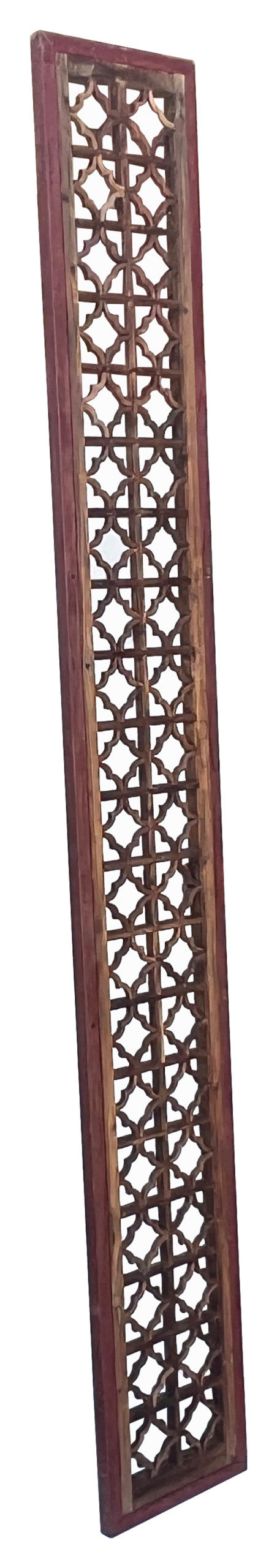 Chinese Vintage Geometric Star Pattern Tall Wood Floor Panel Screen ...