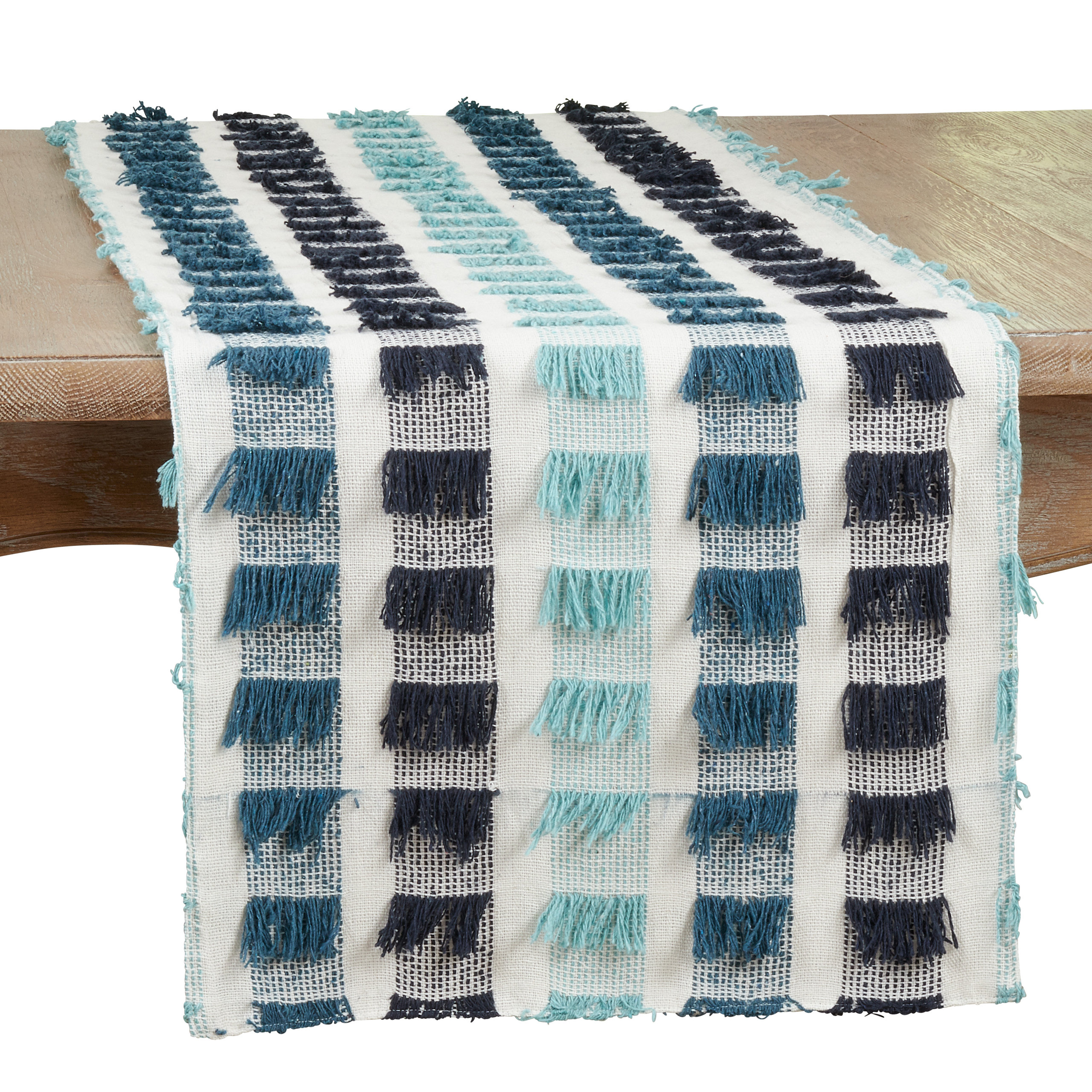 StripedTable Runner With Fringe Design, 16"x72" - Contemporary - Table ...