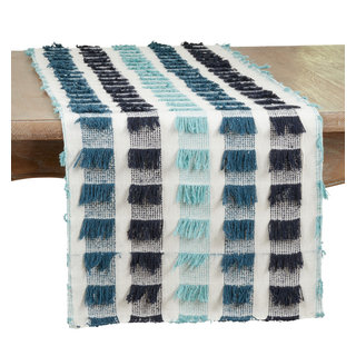 StripedTable Runner With Fringe Design, 16"x72" - Contemporary - Table ...